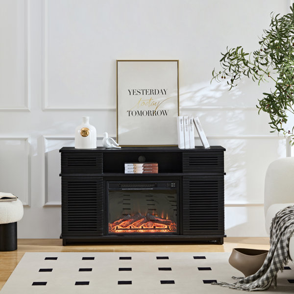 YOPENG MEETAKING 51'' Electric Fireplace Cabinet, Solid Wood Grille ...