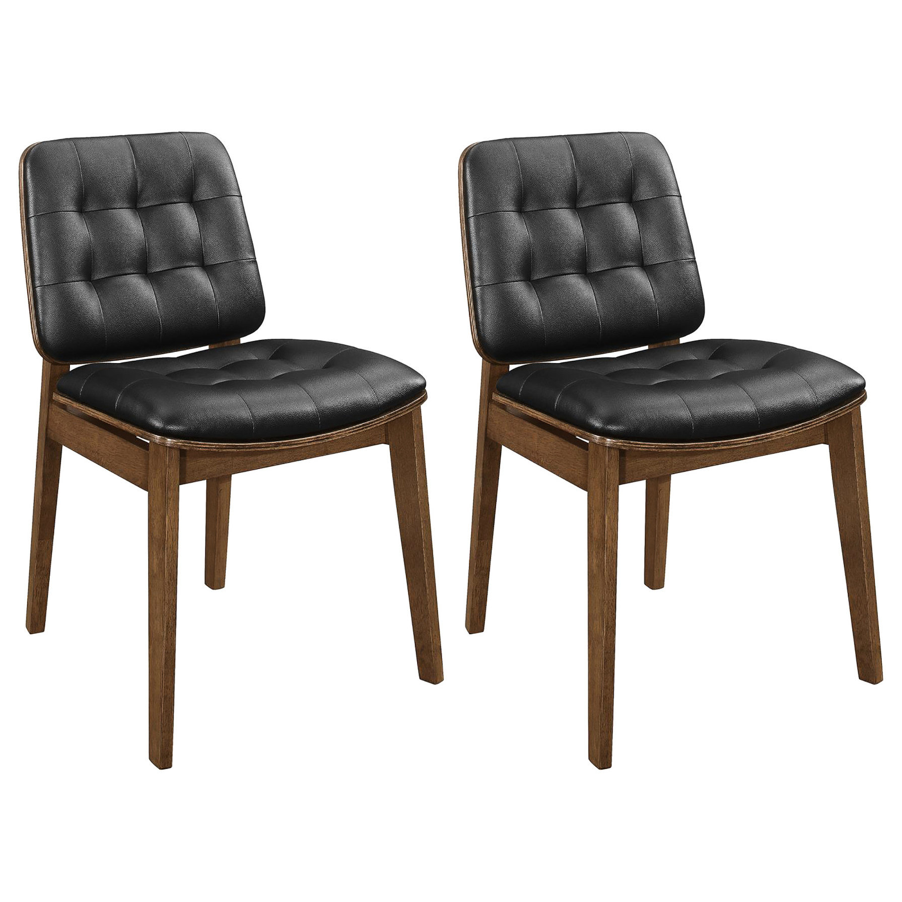 Everly Quinn Of 2 Mid-century Dining Chairs - Foam Filled Seat, Black ...