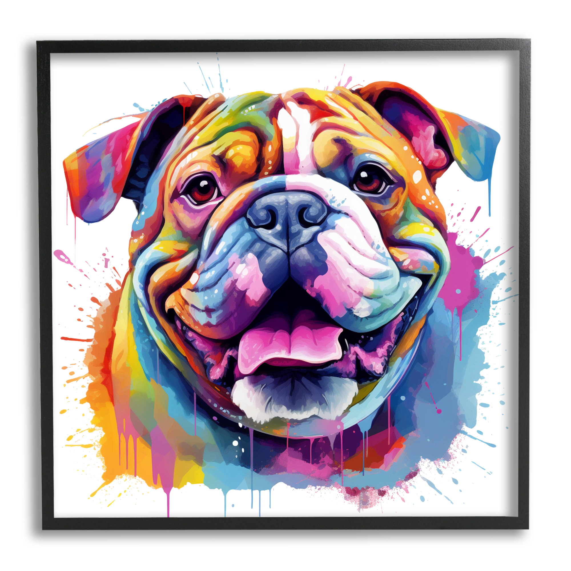 Stupell Industries Ba-352-Framed Bulldog With Modern Splash Framed On ...