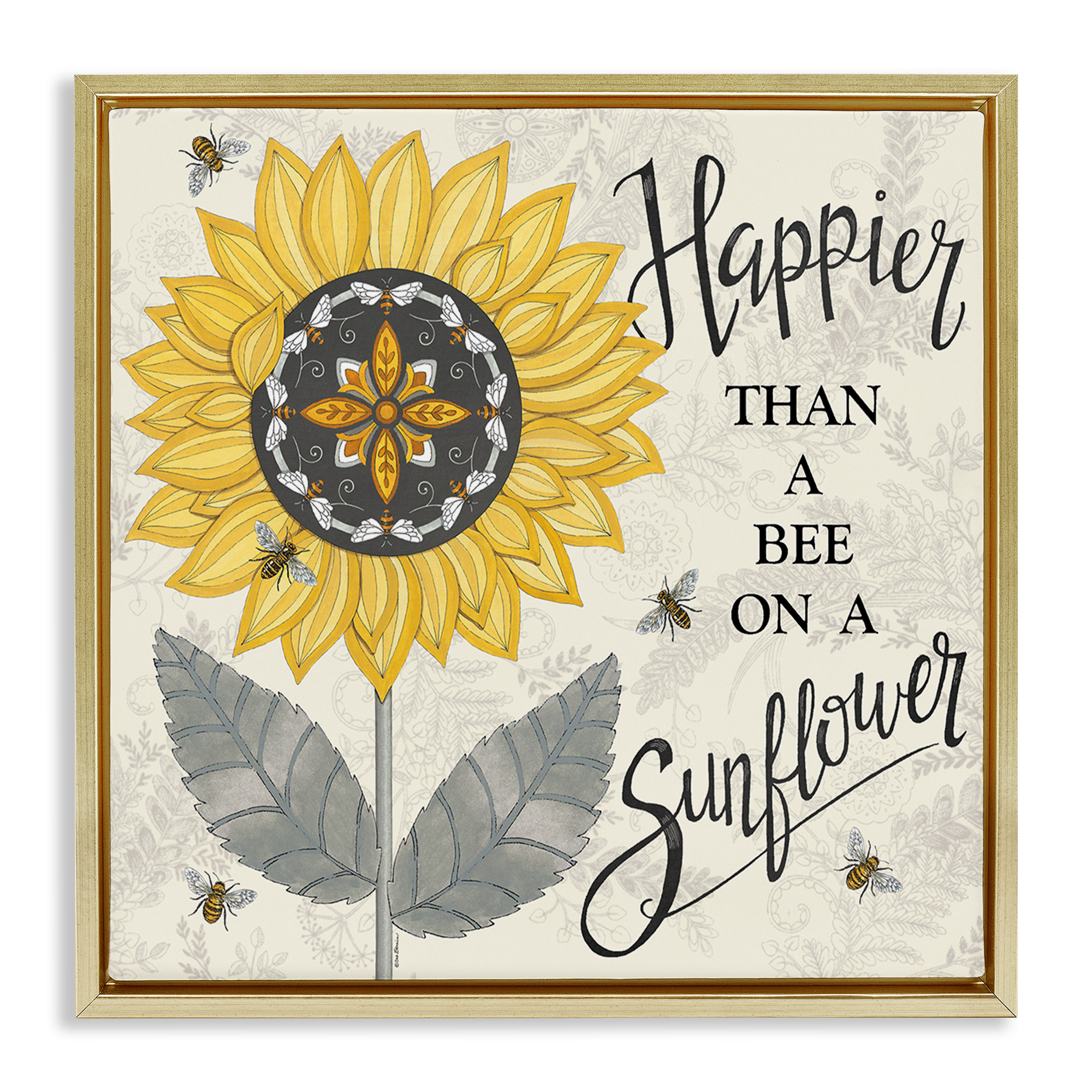 Trinx Happier Than Bee & Sunflower Floater Canvas Wall Art by Deb ...