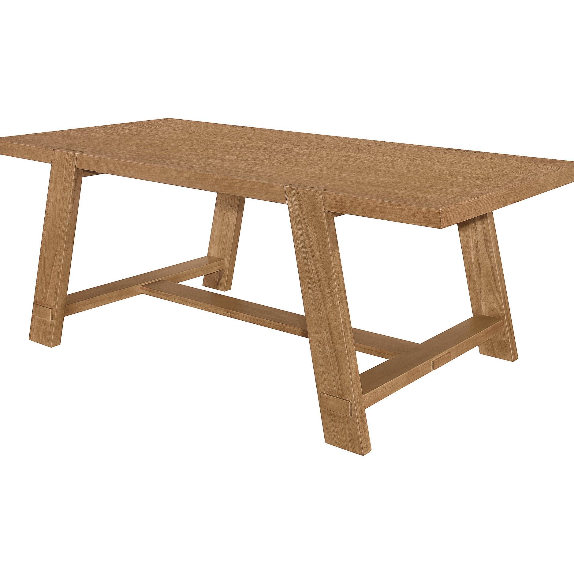 Gracie Oaks Dining Table In Rectangular Brown Wood, Trestle Base And ...