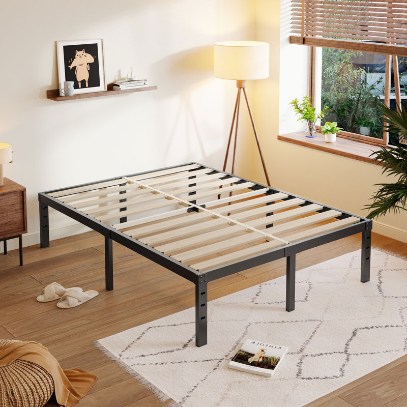Alwyn Home Marple 16 Inch Metal Platform Bed Frame with Wood Slat ...