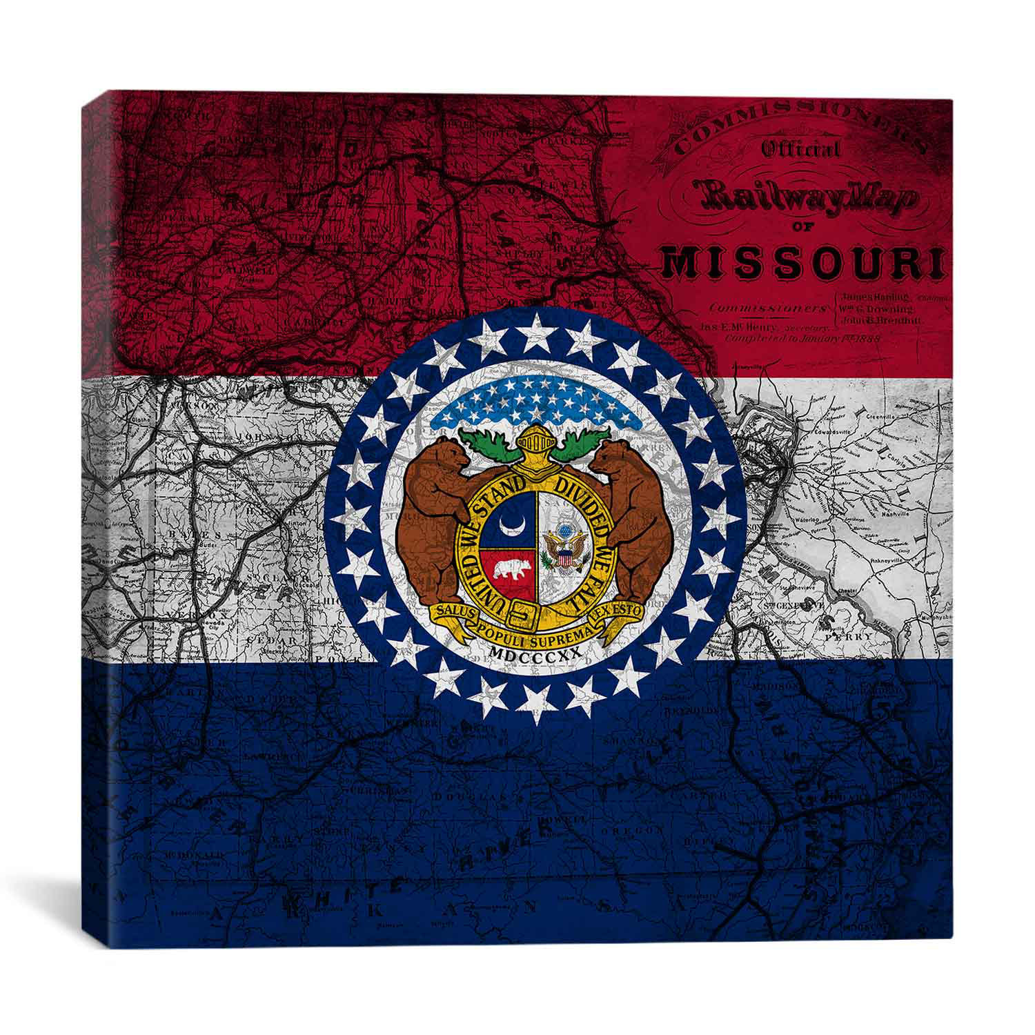 Winston Porter Missouri Flag, Grunge Vintage Map Graphic Art on Canvas ...