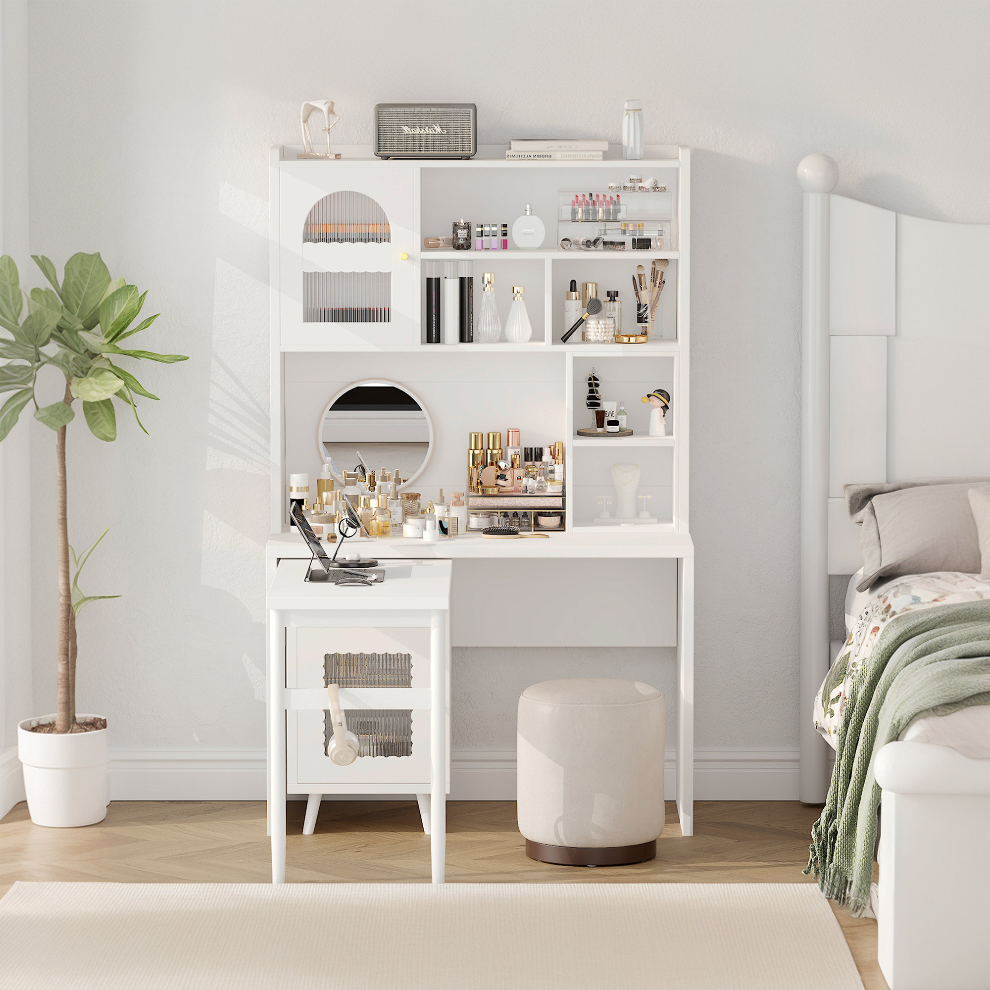 George Oliver Computer Desk And 90-Degree Rotating Desktop - Office ...