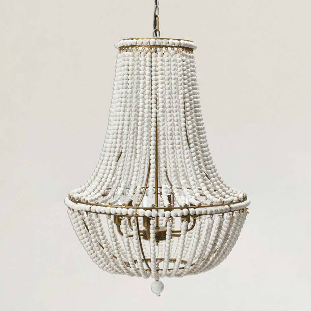 Langley Street Heald 4-Light Beads White/Brown Finish Dimmable Pendant ...