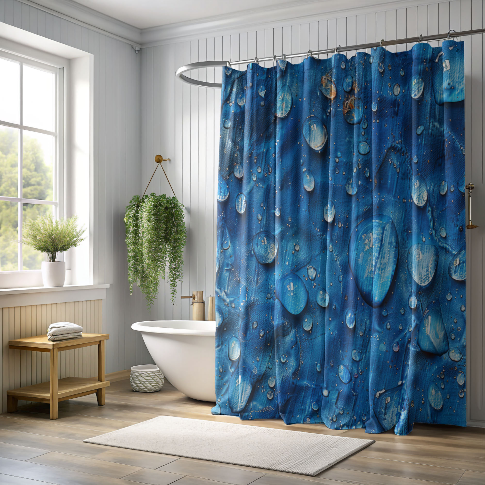 East Urban Home Denim Ripples - Premium Shower Curtain | Wayfair