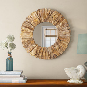 Sand & Stable Victoria Round Wood Wall Mirror & Reviews | Wayfair