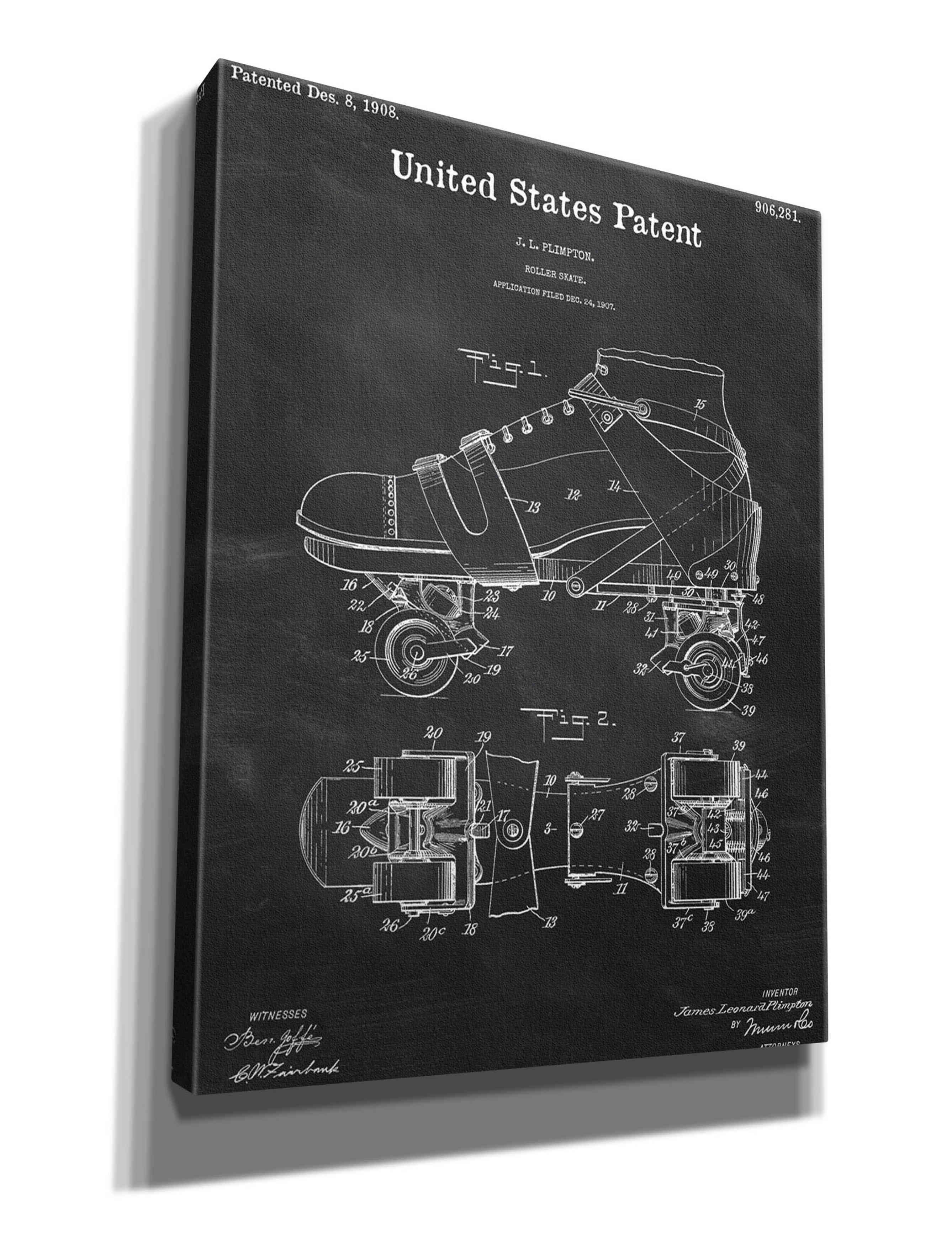 Williston Forge ''Roller Skate Blueprint Patent Chalkboard '' Canvas ...