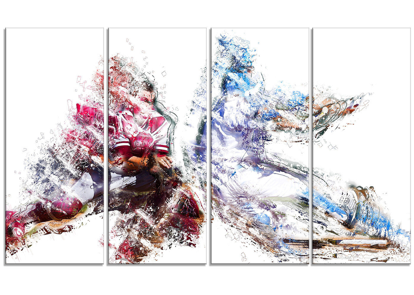Ebern Designs 'Football Interception' 4 Piece Graphic Art on Wrapped ...