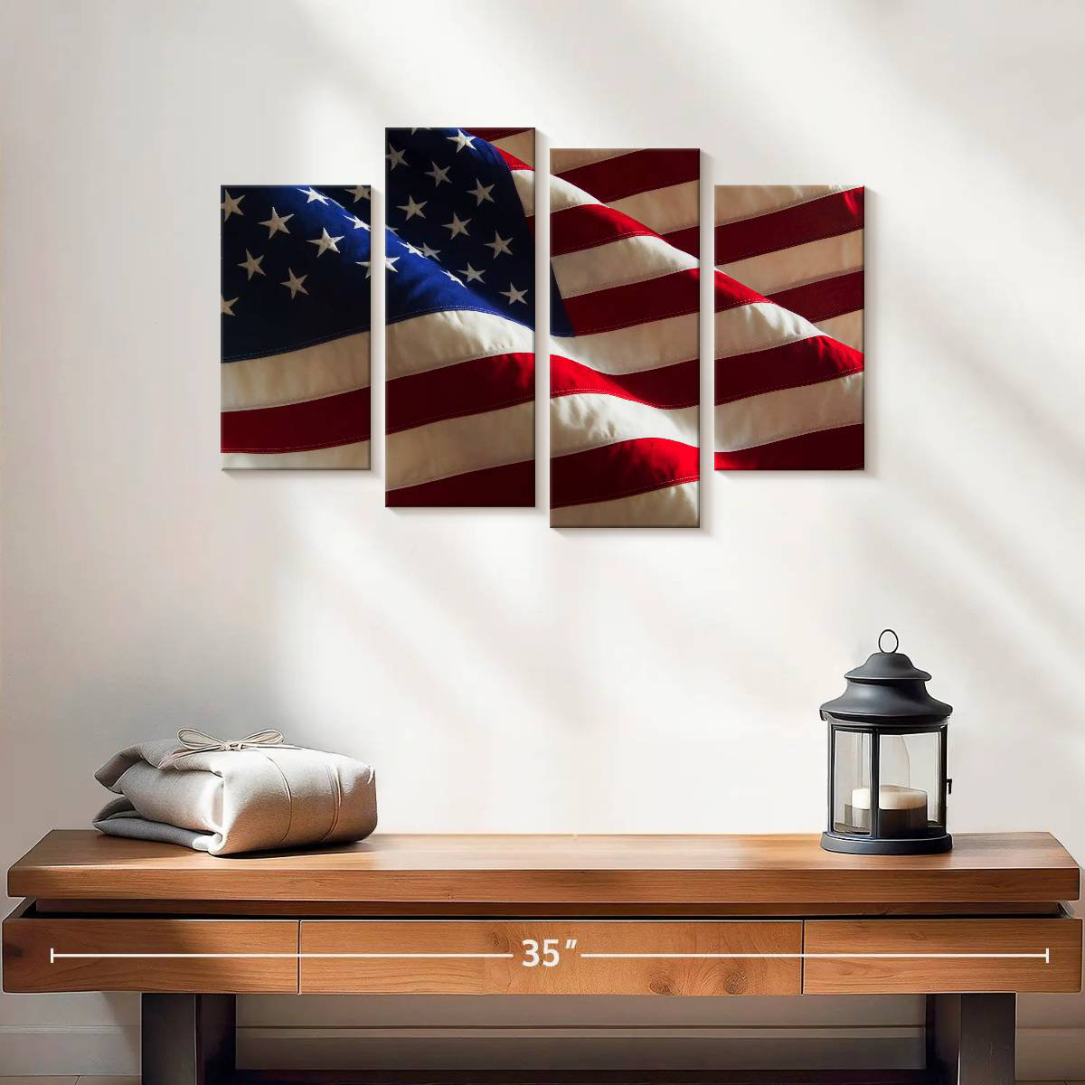 Ebern Designs Borges Rippled American Flag | Wayfair