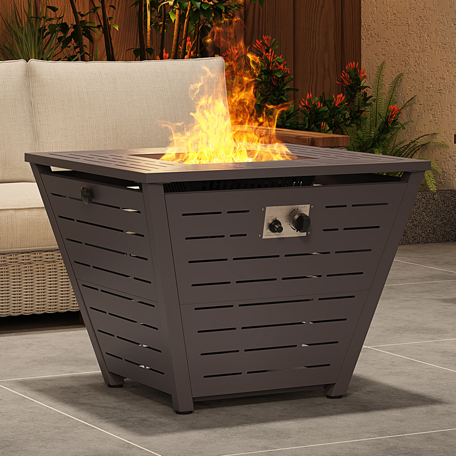 Wade Logan Bladimir 25.2“ H x 32'' W Propane Outdoor Fire Pit Table ...