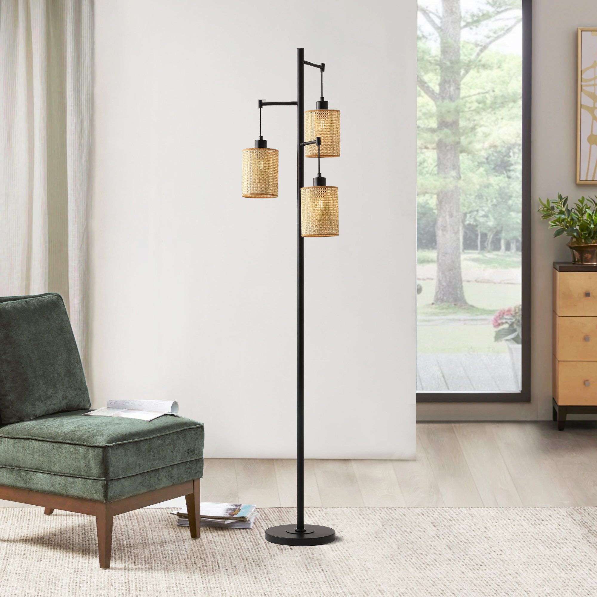 Bay Isle Home™ Ashmun 68.9'' Rattan Tree Floor Lamp | Wayfair