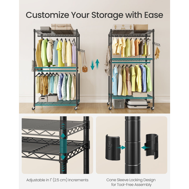 Latitude Run® 35.4-inch Wide Clothing Rack On Wheels | Wayfair