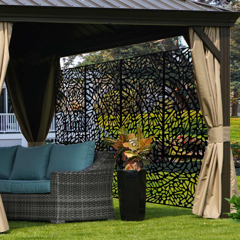 Kozyard Metal Privacy Screen Decorative Outdoor Divider With Stand ...