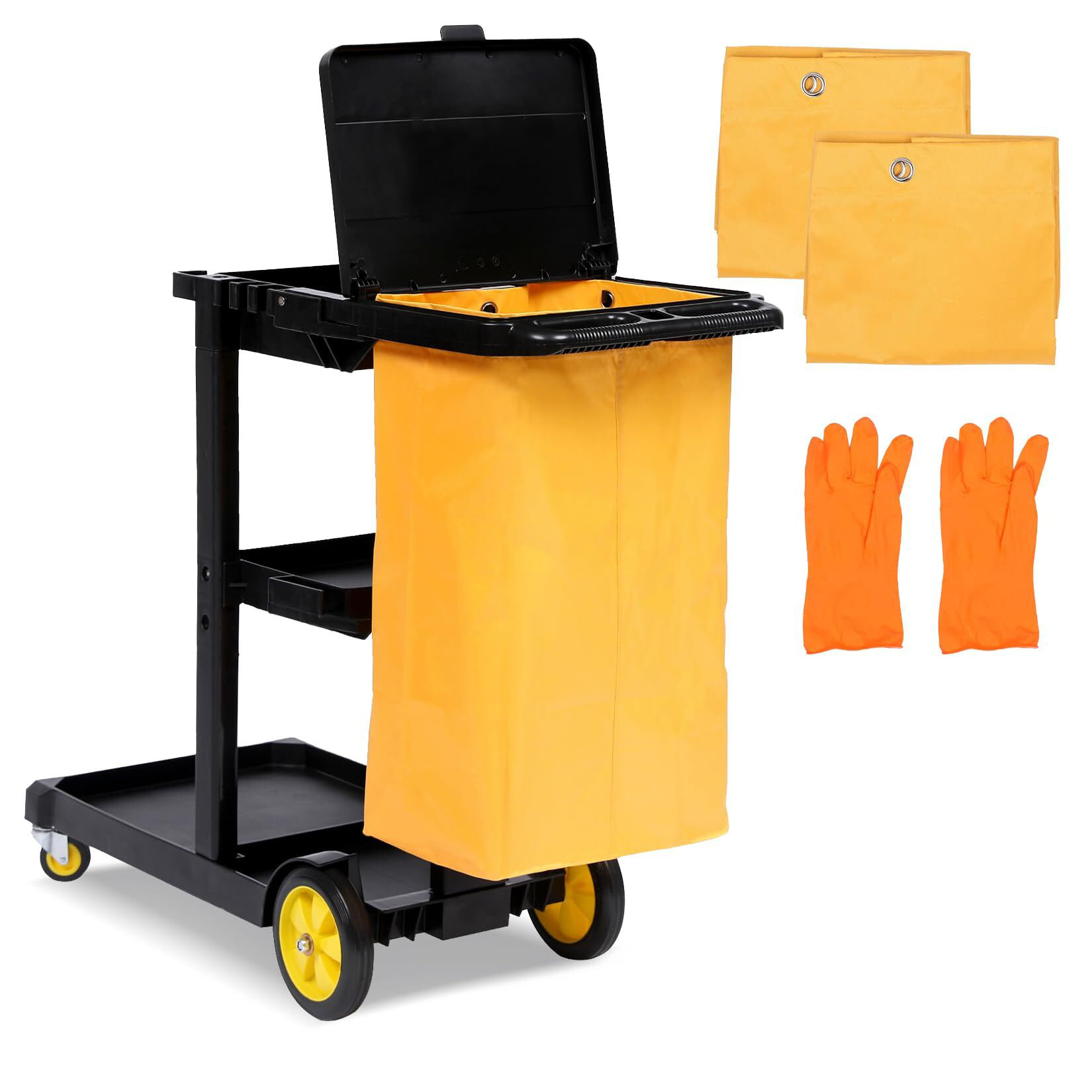 babevy Cleaning Cart - 3 Tier Commercial Janitorial Cart | Wayfair