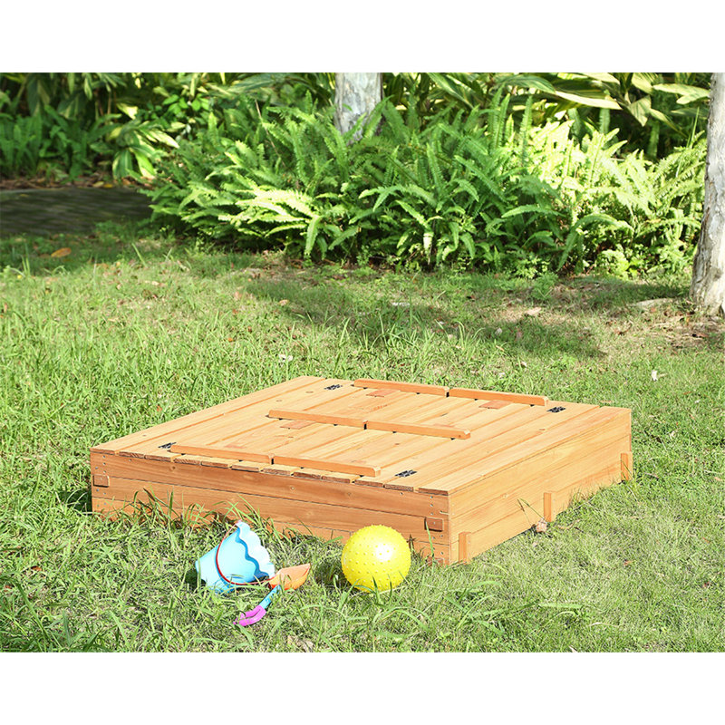 Harriet Bee Eirween Kids Sandbox Outdoor with Lid Cedar Wooden Sand Pit ...