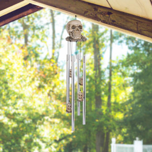 Arlmont & Co. Rickita 23" Long Skull Head Round Top Wind Chime Figurine ...