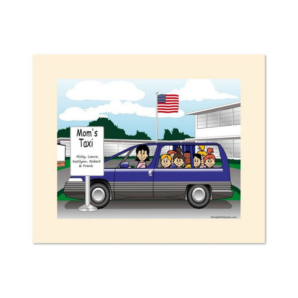 Printed Perfection Personalized Mom's Taxi Female Cartoon Caricature ...