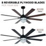 Mercer41 65 in. 8-Blade Black / Walnut Brown Fandelier Ceiling Fan with ...