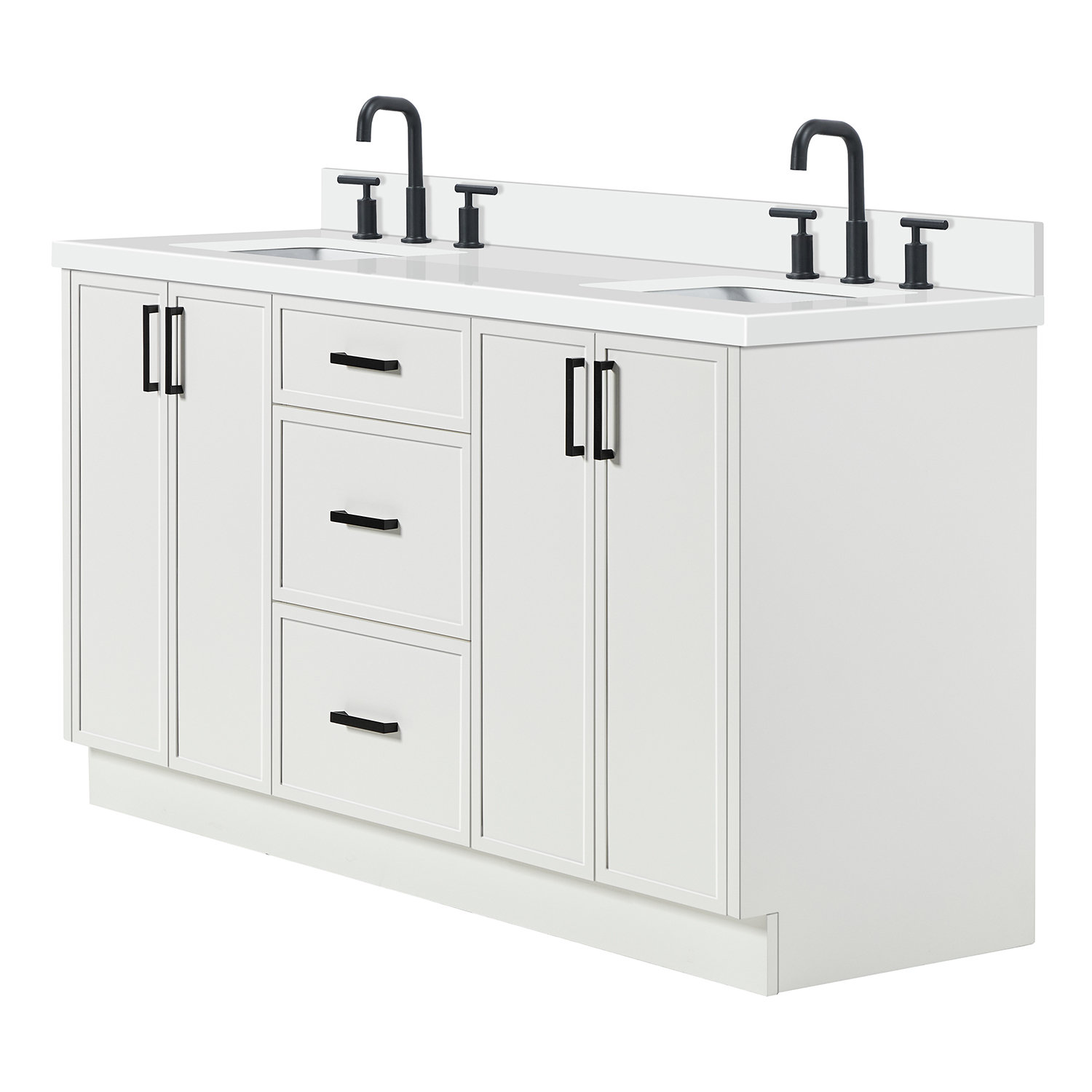 Ariel Bath Ariel Kelly 67 Inch Double Rectangular Sink Bathroom Vanity ...