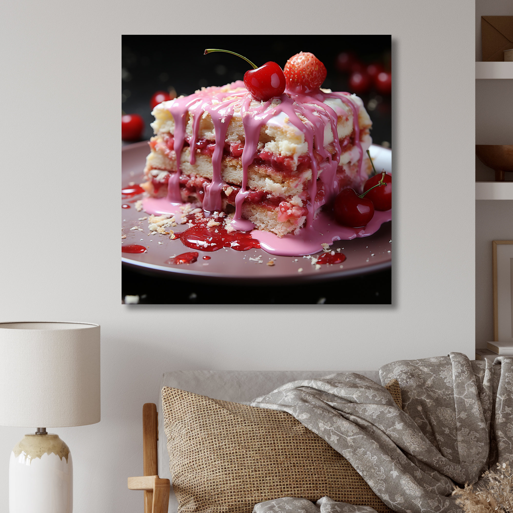 Ivy Bronx Pink Cherry Cake Dessert Chaos - Desserts Metal Wall Art ...