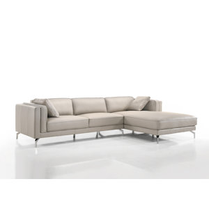 Orren Ellis 2 - Piece Leather Sectional & Reviews | Wayfair
