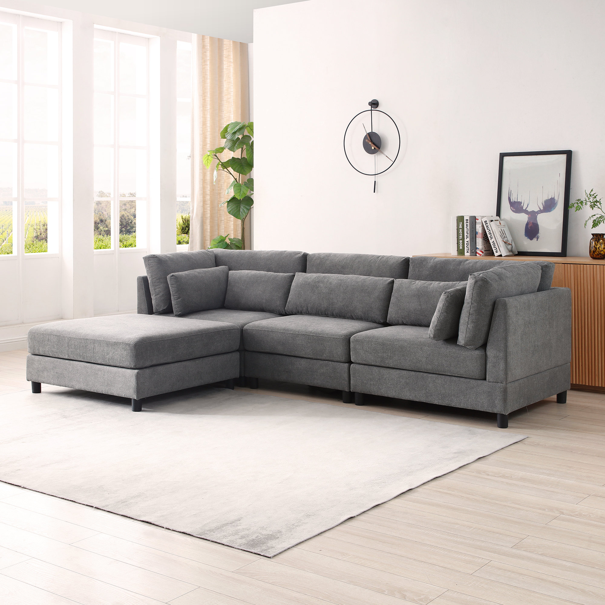 Latitude Run® Modern L-Shape Sectional Sofa with Reversible Chaise and ...