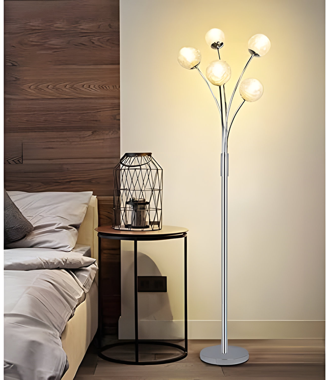 Wrought Studio™ Modern Brushed Silver Tree Floor Lamp With 5 G9 LED ...