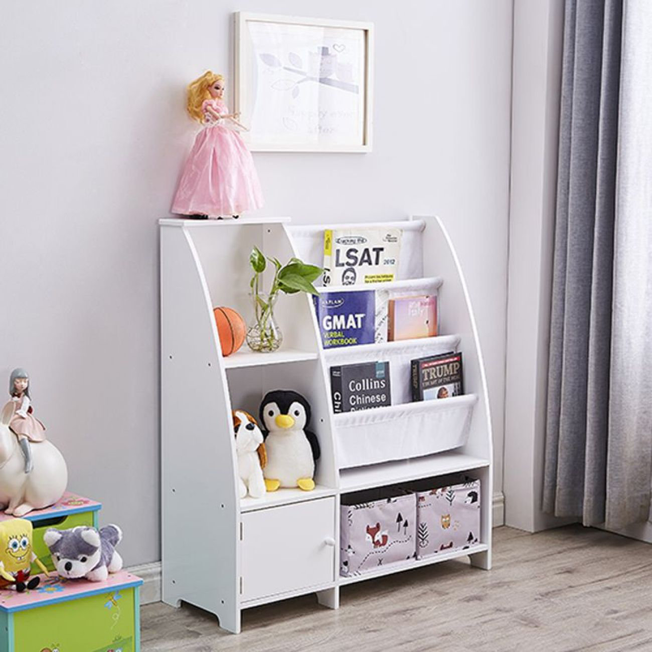 Latitude Run® Kids Funnel Victoria Kids Bookcase With Toy Storage ...