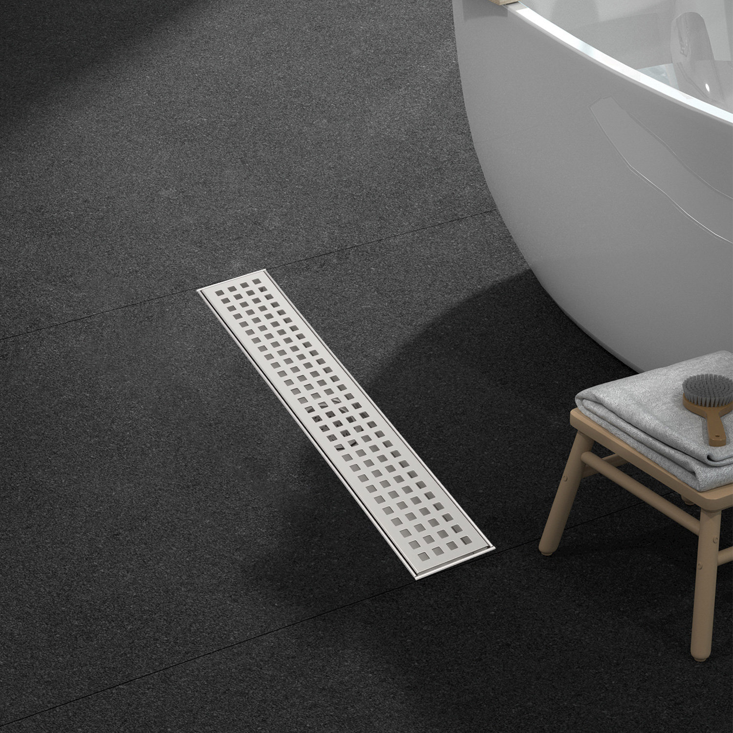 NOVEL Linear Shower Drain With Removable Cover Grille | Wayfair