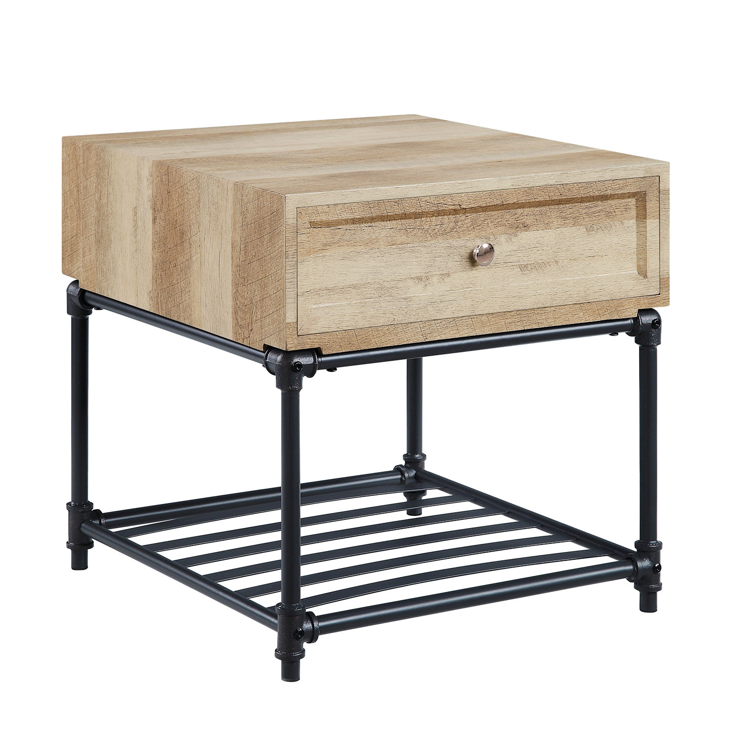 Williston Forge Brantley Industrial 1-Drawer Square End Table in Oak ...