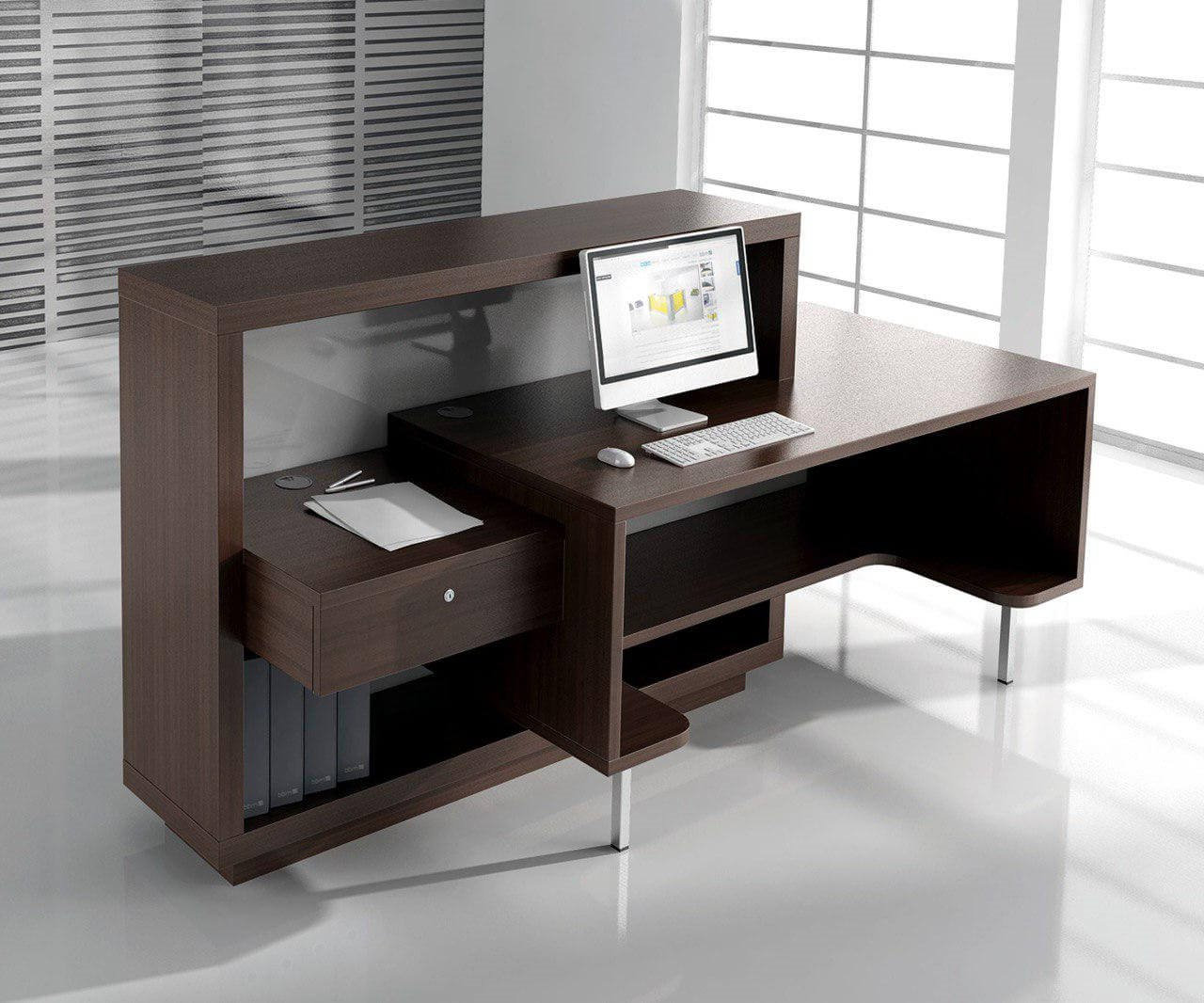 Inbox Zero Narayani Wood Reception Desk | Wayfair