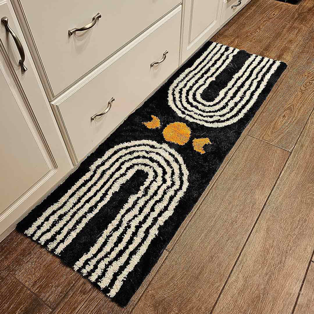 TELOVIN Boho Bathroom Runner Rug 20"X60" Long Abstract Bath Mat For ...
