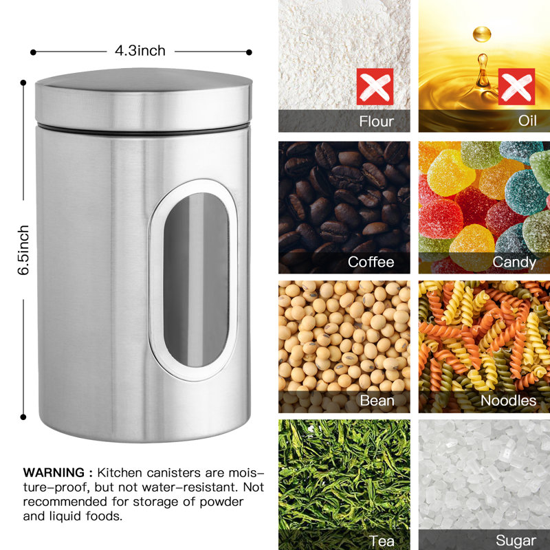 Prep & Savour Metal/ kitchen canisters Set, jar for kitchen, moisture ...