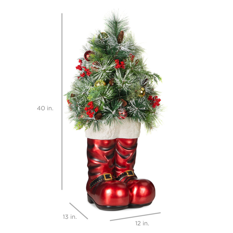 The Holiday Aisle® 40in Santa Boots Decoration w/ Pre-Decorated ...