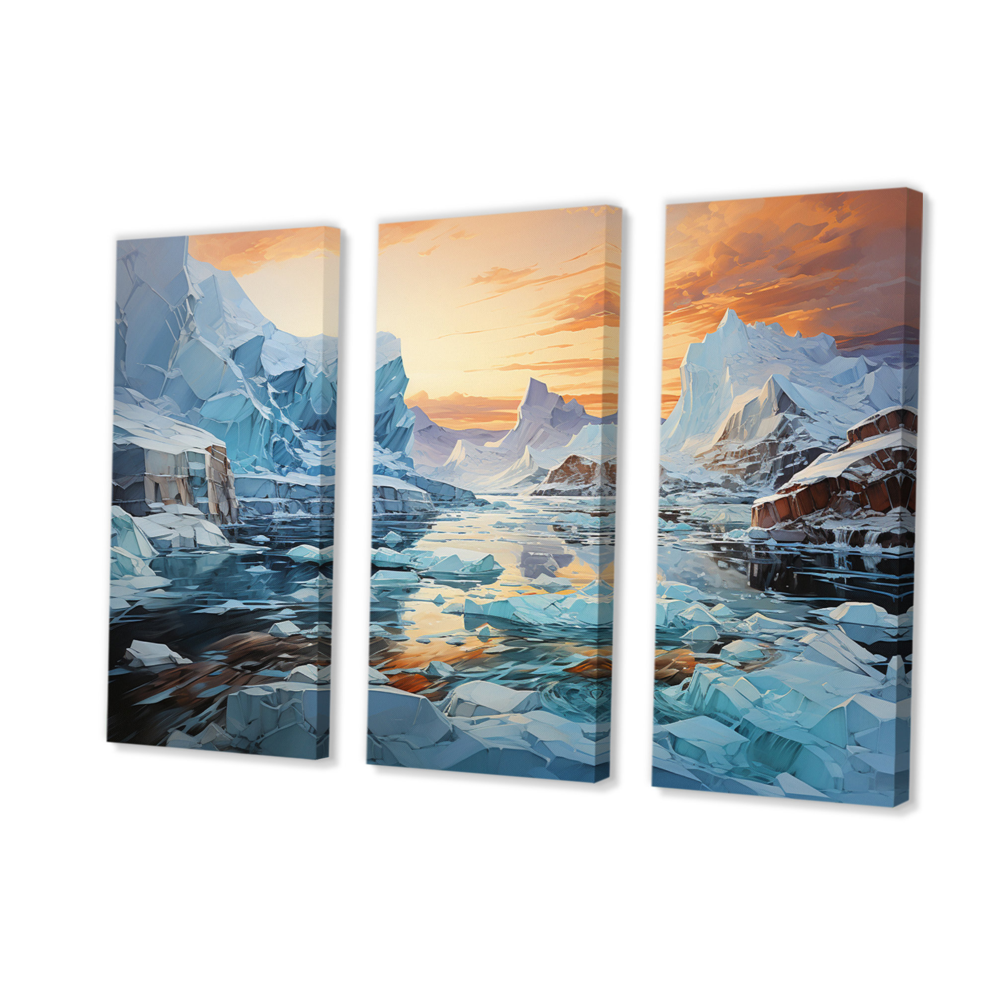 Highland Dunes Glacier Frozen Majesty Collage I On Canvas 3 Pieces ...
