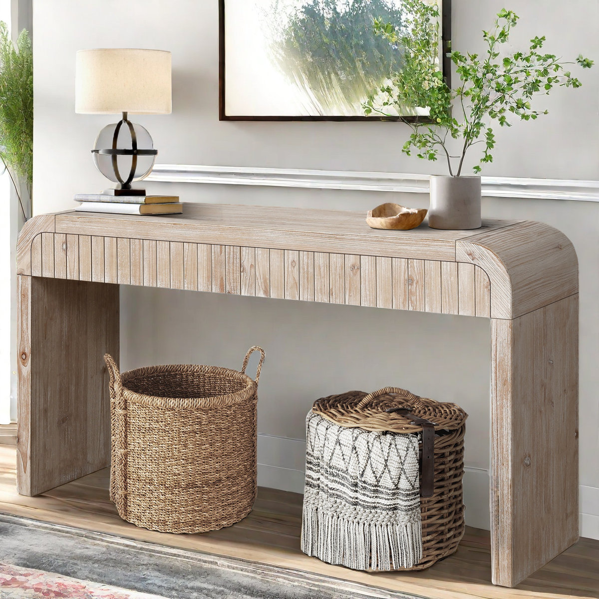Latitude Run® Farmhouse Avey Console Table With Two Hidden Handle ...