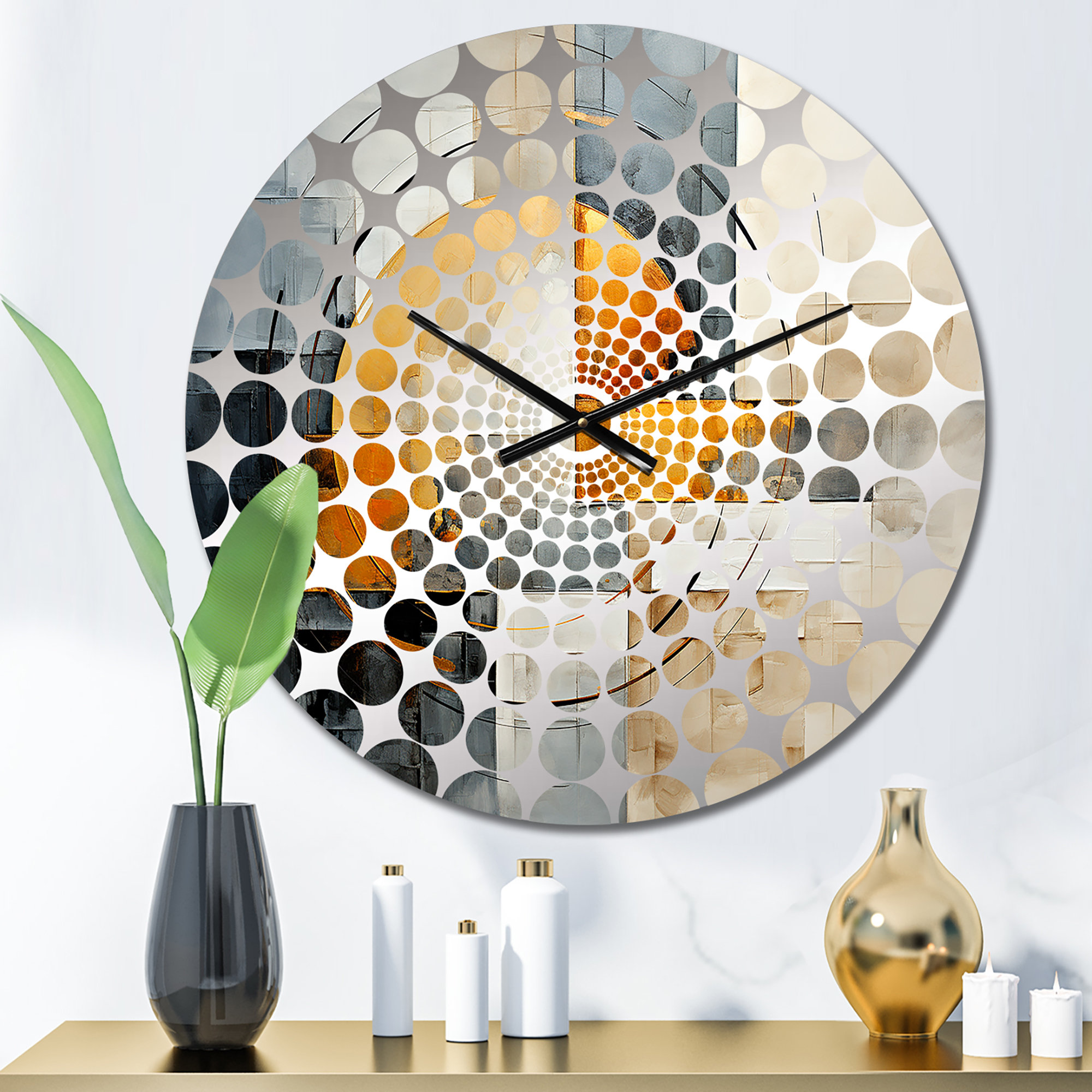 Design Art Gold Grey Gleaming Geometry VI - Abstract Collages Wall ...