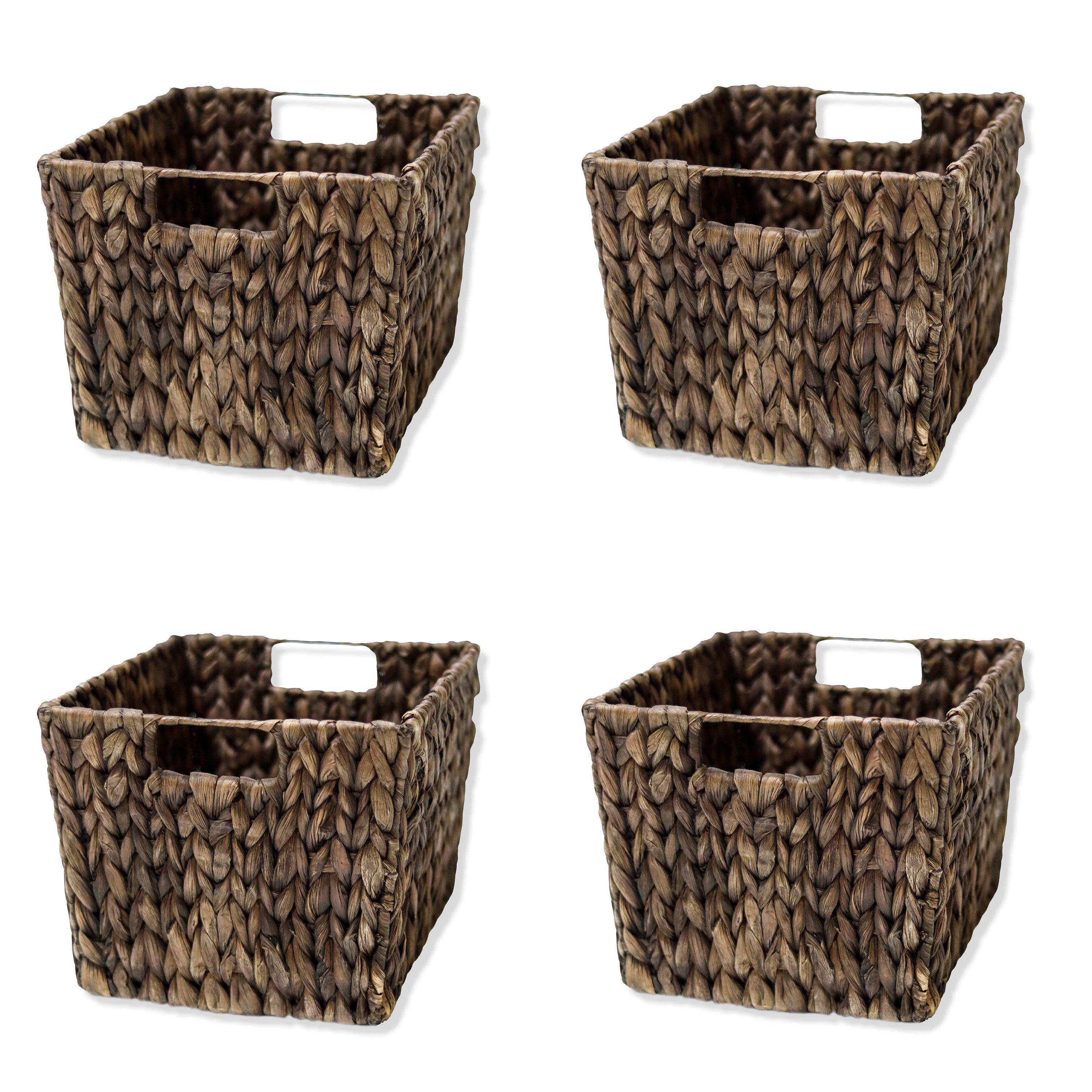 Bayou Breeze Hyacinth Storage Basket with Handles, Rectangular ...