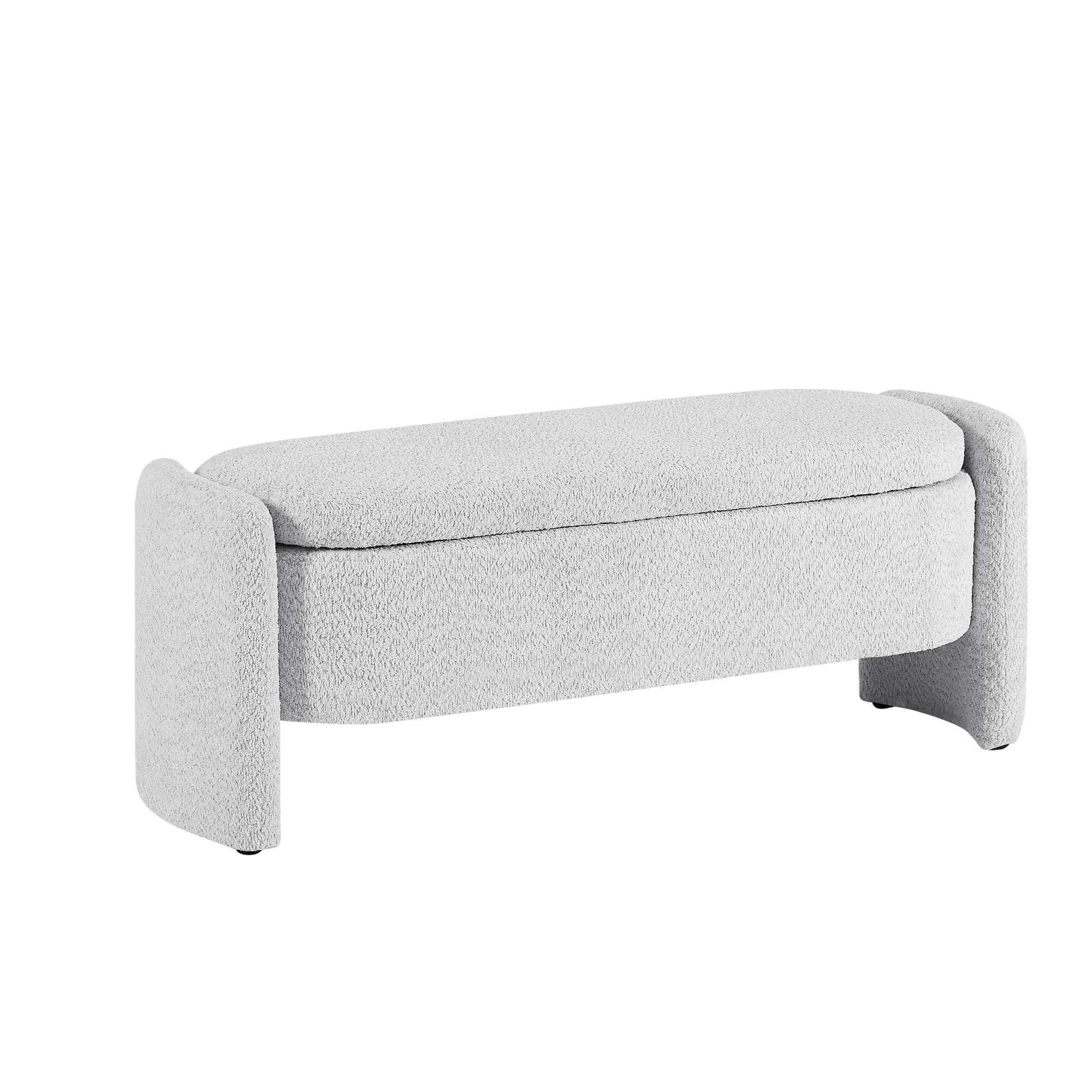 Latitude Run® Ottoman Oval Storage Bench 3D Lamb Fleece Fabric Bench ...