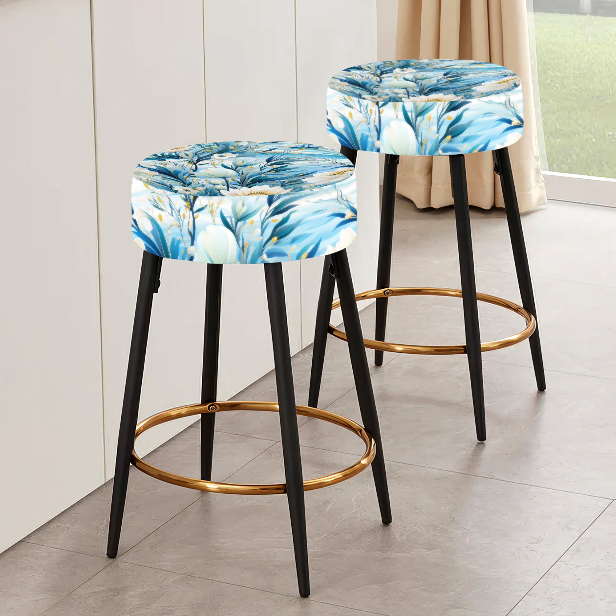 Design Art Coastal Tranquility Seaside Landscape - Coastal Bar Stools ...