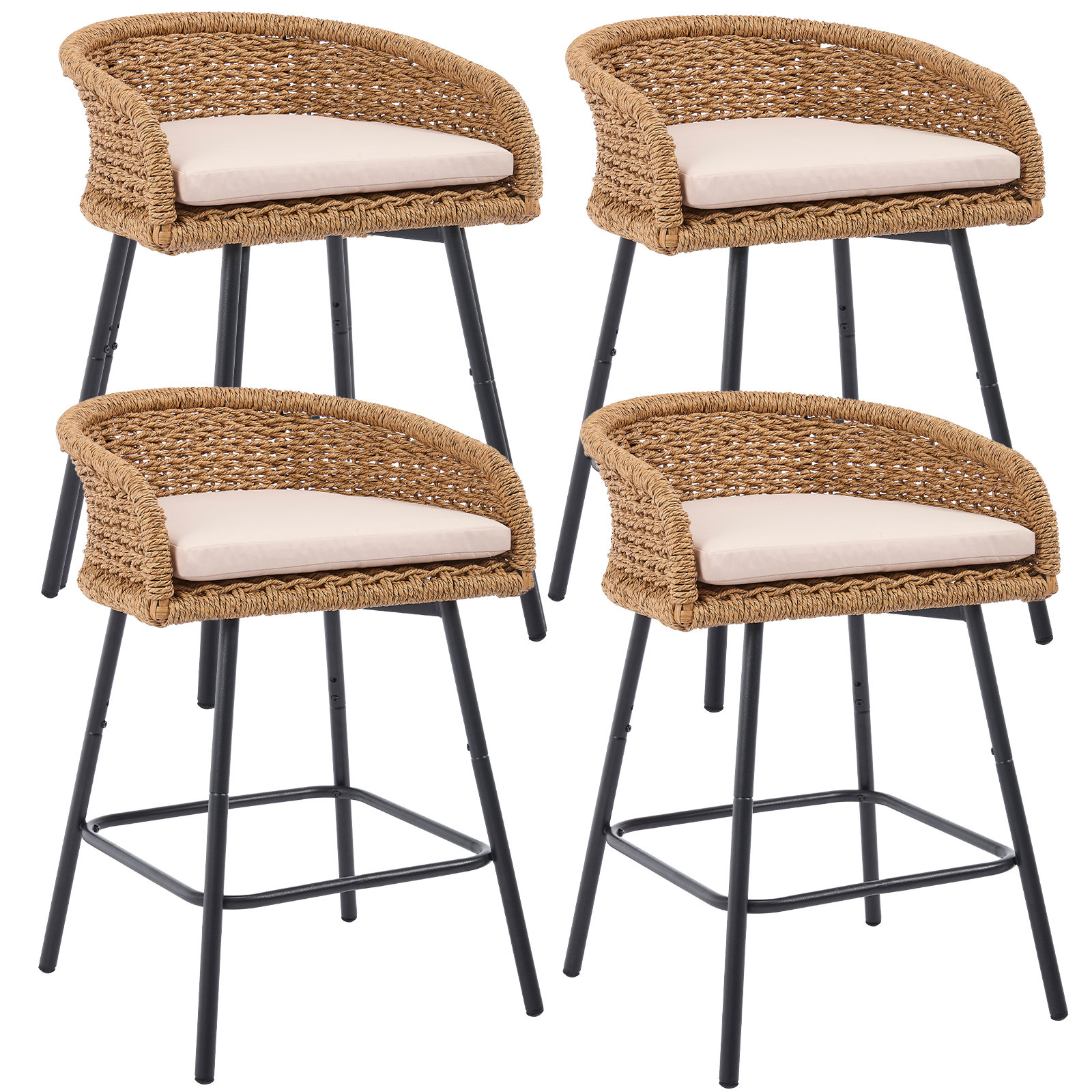 Bay Isle Home™ Outdoor Upholstered Bar Stools With Removable Cushions ...