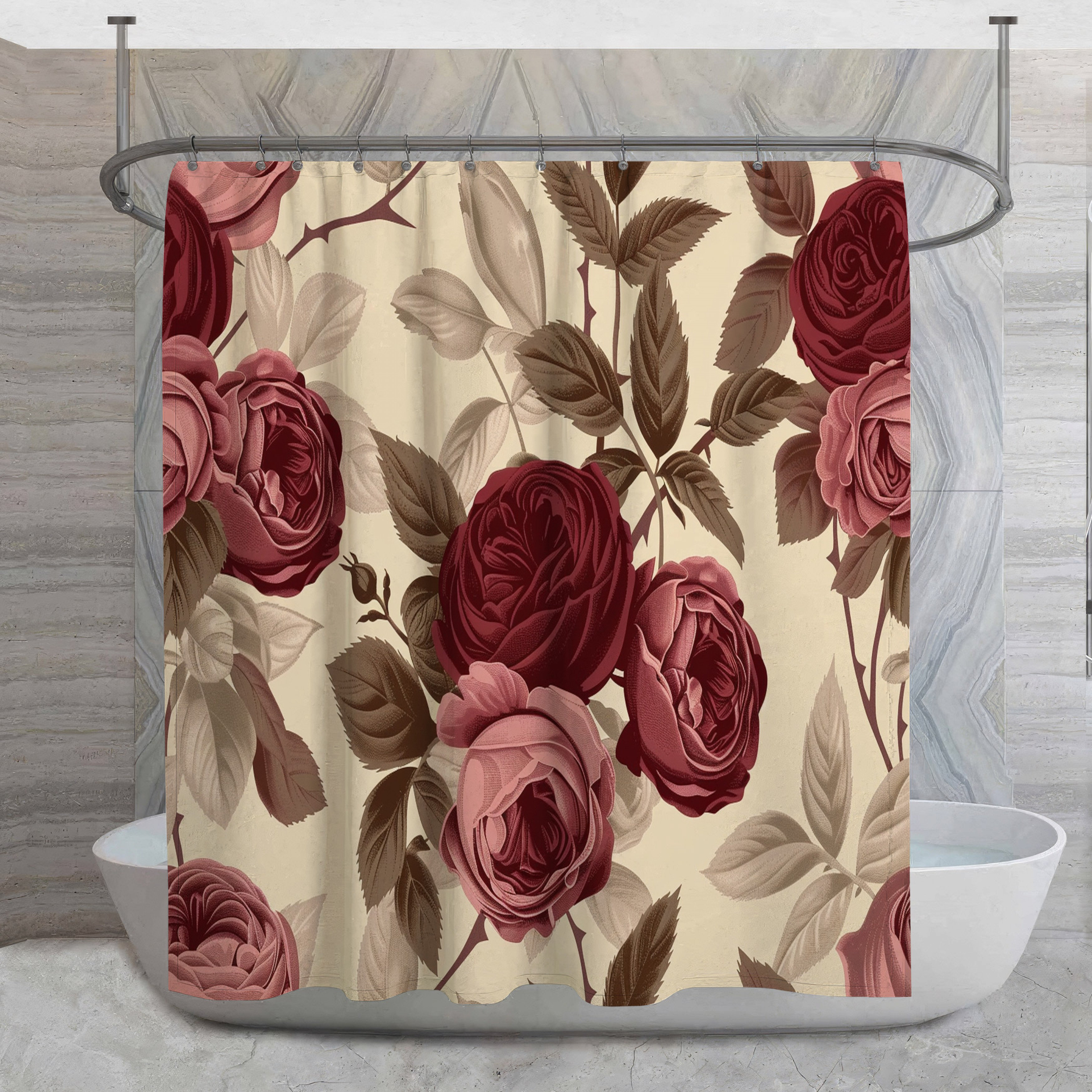 Red Barrel Studio® Red Roses Shower Curtain - Botanical Bathroom Decor ...