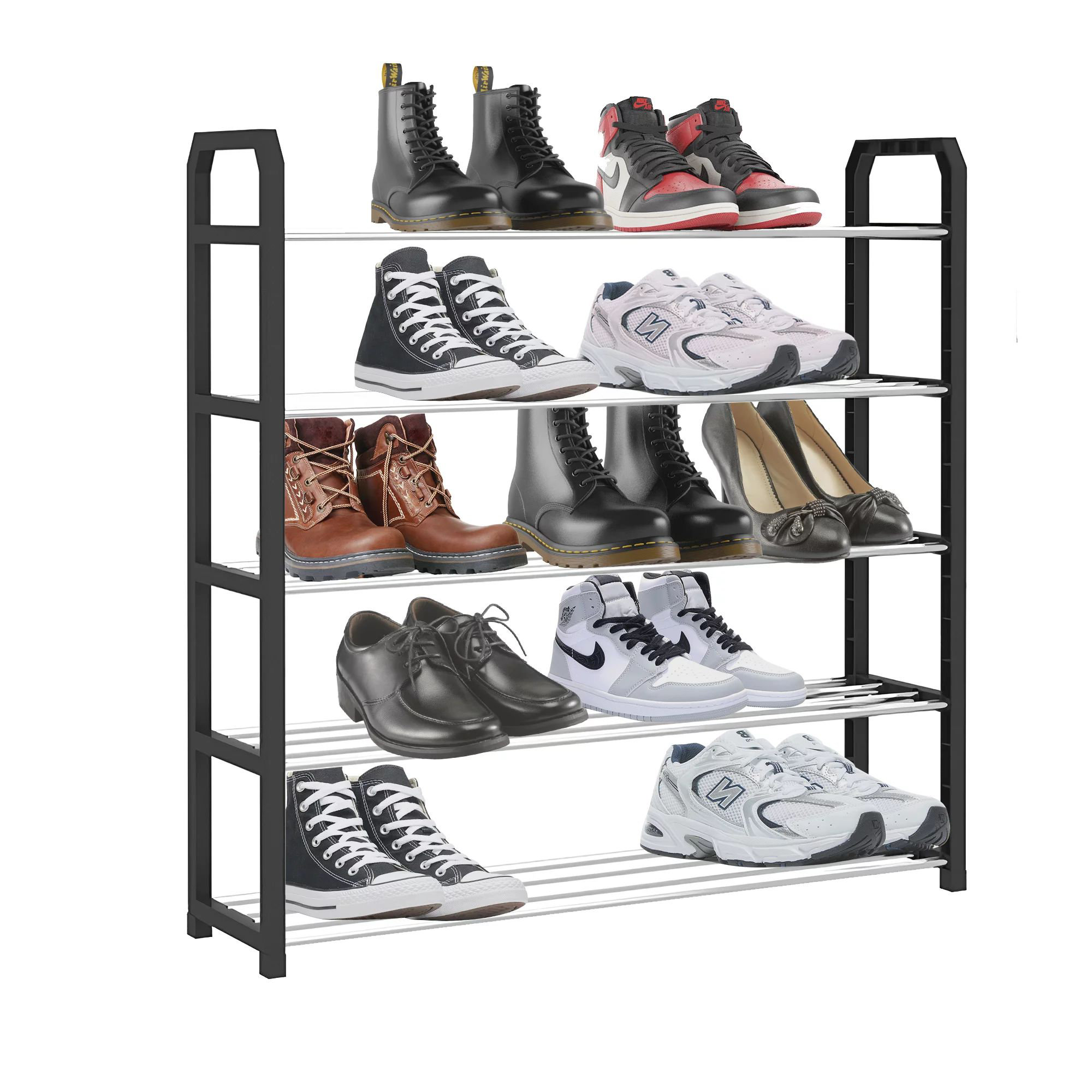 Rebrilliant 5-Tier Stackable Shoe Shelf Storage 15-Pair Shoe Rack | Wayfair