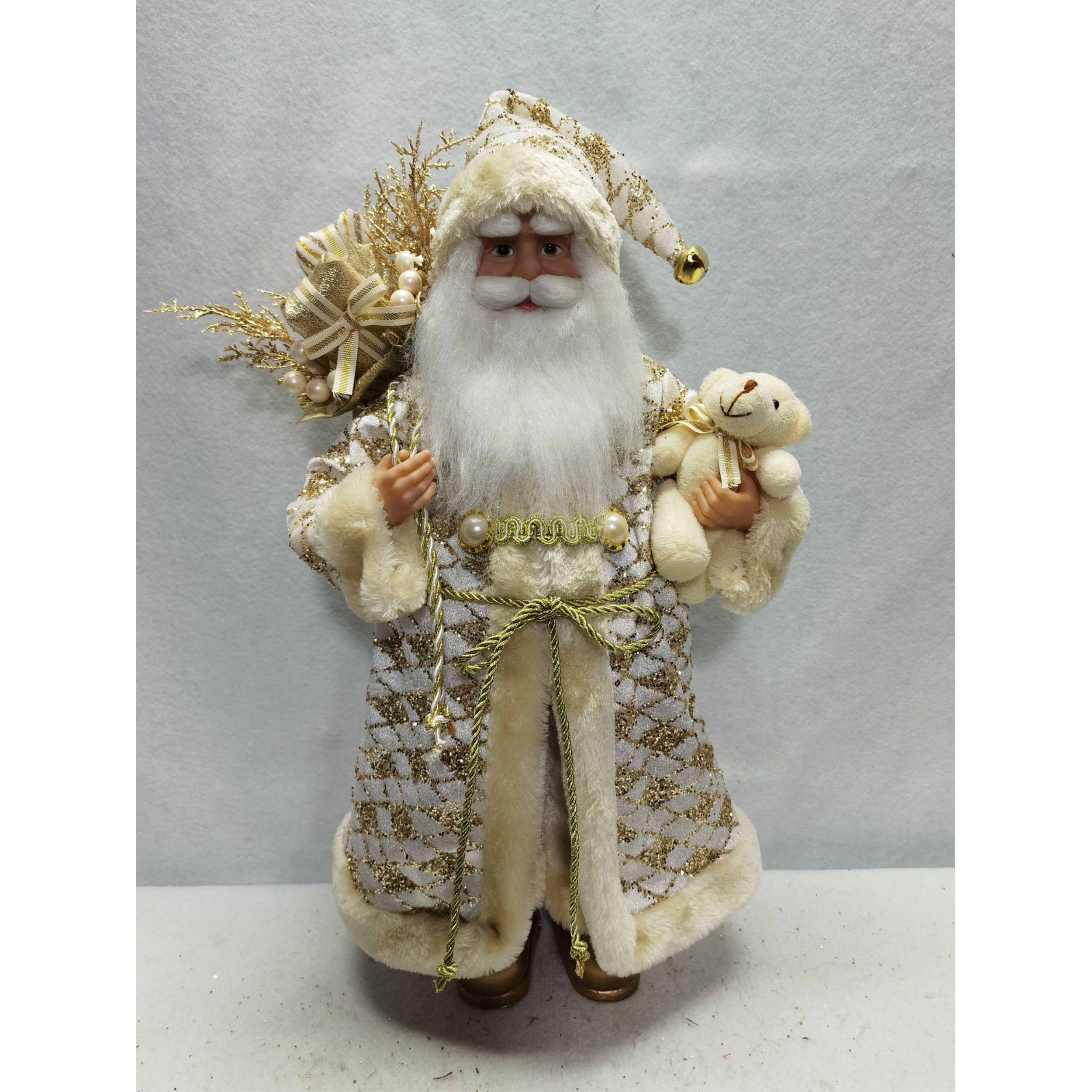 Astoria Grand Christmas 18In (45Cm) Standing Santa In Ivory Gold | Wayfair