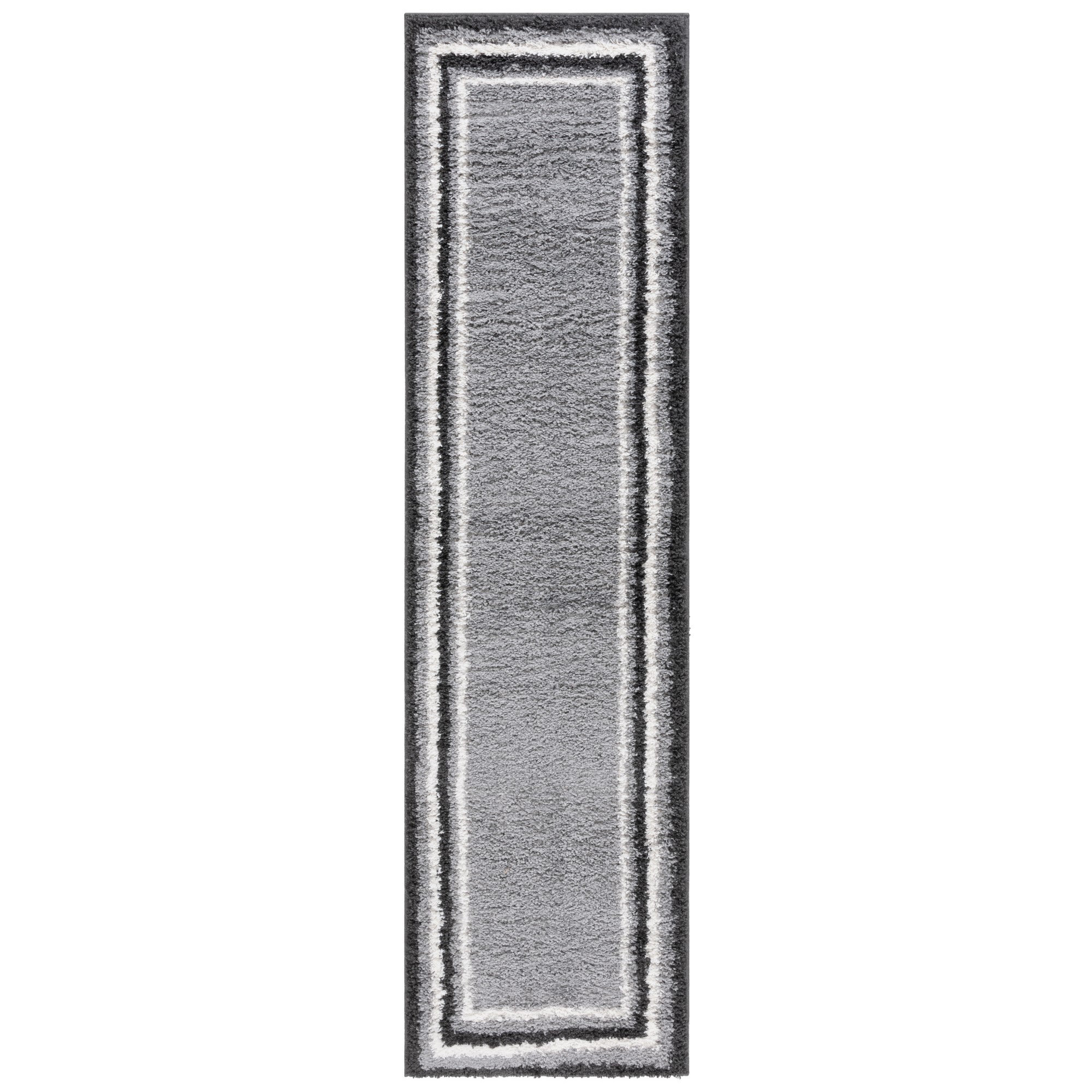 Ebern Designs Maudeen Border & Stripe Shag 200 Performance Striped Rug ...