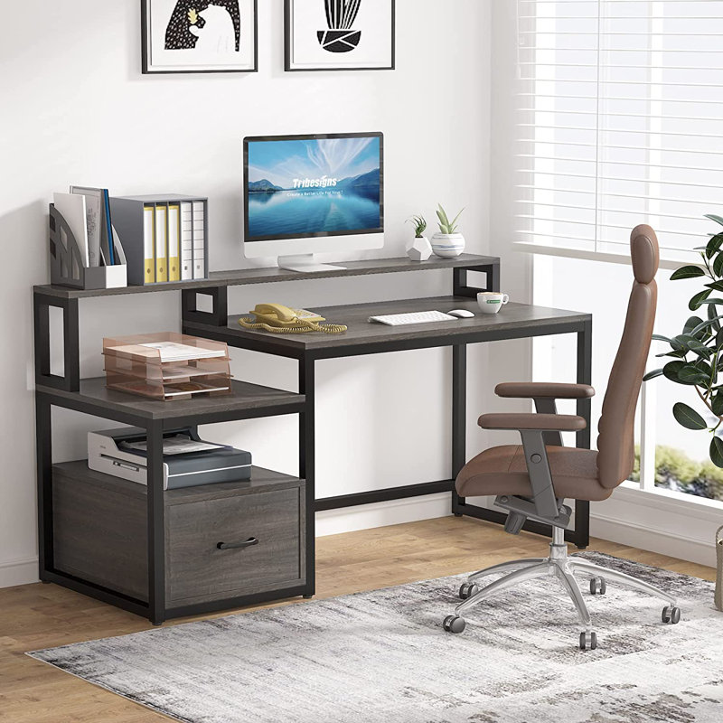 17 Stories Gisborne Metal Base Computer Desk & Reviews | Wayfair