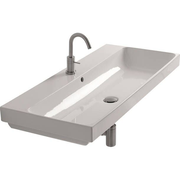 WS Bath Collections Normal 14.2'' White Ceramic Rectangular Vessel ...