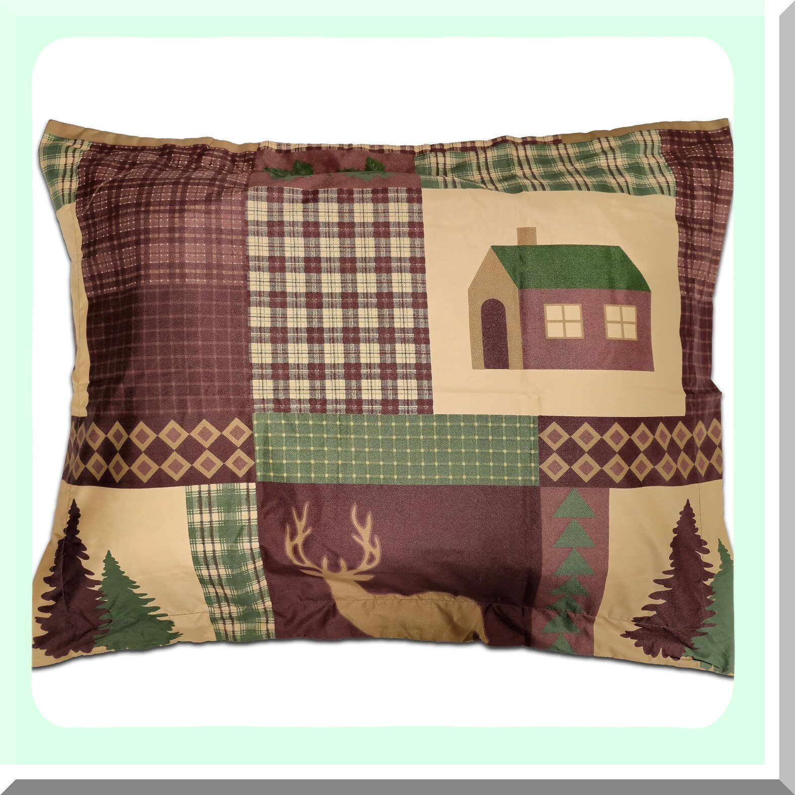 Loon Peak® Rustic Patchwork Plaid Deer Queen Comforter Set - Cozy Cabin ...