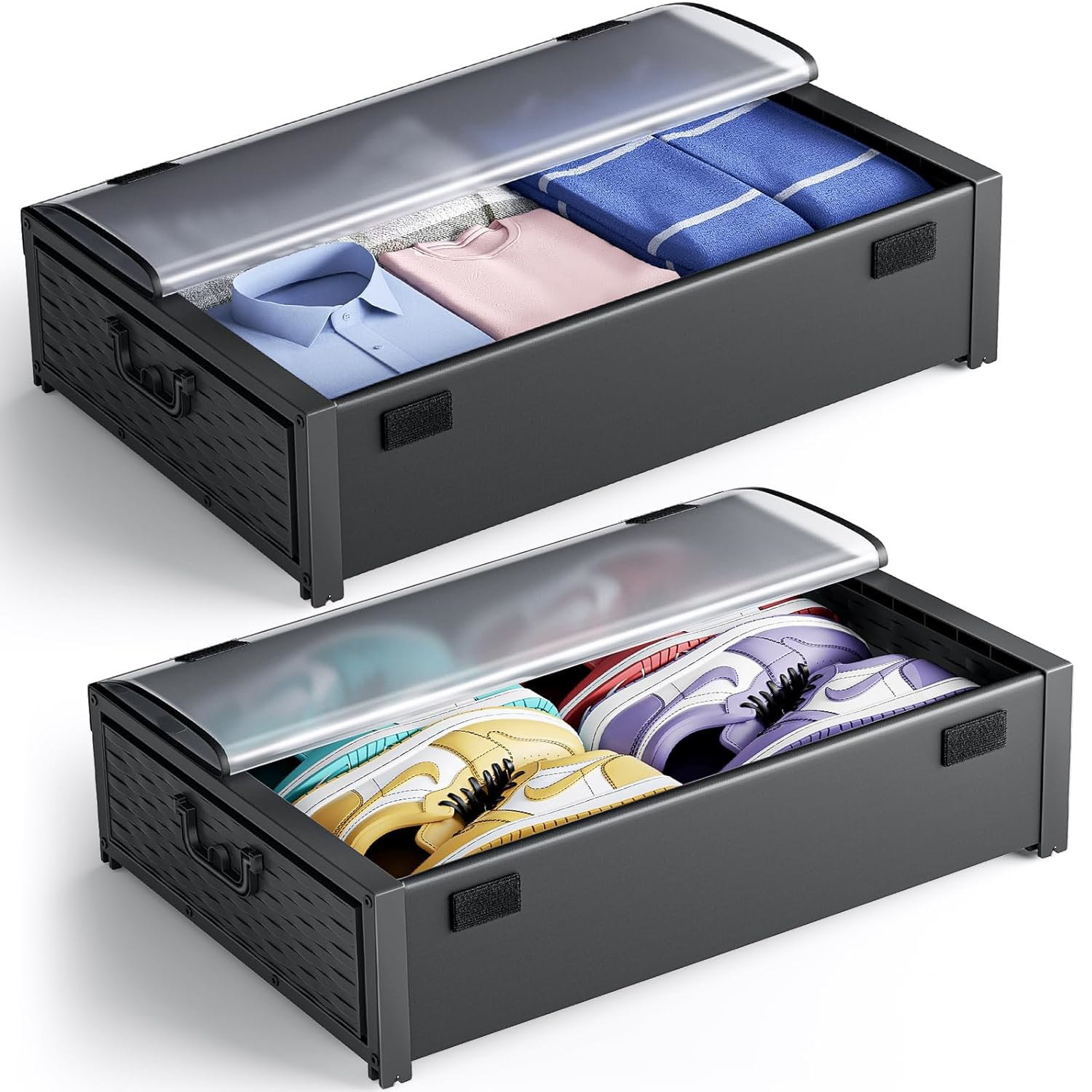 Latitude Run® Metal Underbed Storage Containers with Wheels and Cover ...